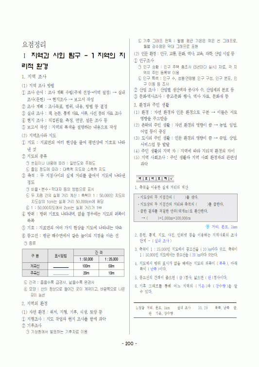 [과외]중학 사회 1-1학기 중간 01 지역과 사회탐구(교사용)