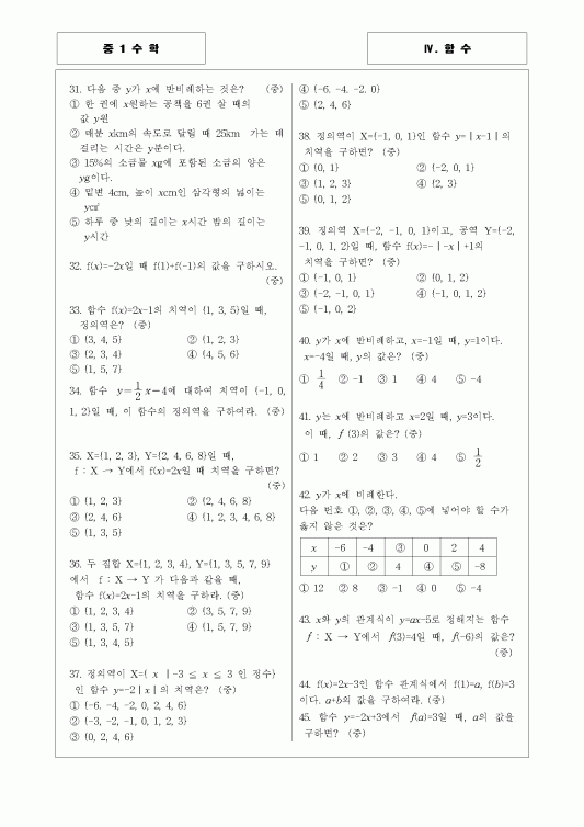 [과외]중학 1-05 함수 02