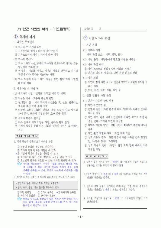 [과외]중학 사회 1-2학기 중간4 인간 사회와 역사(교사용)