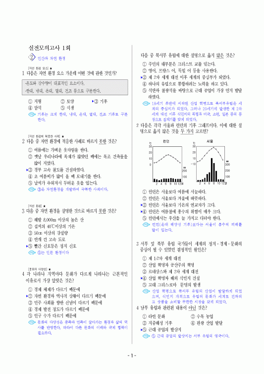 [과외]중학 사회 1-2학기 중간5 최종 모의고사 01(교사용)