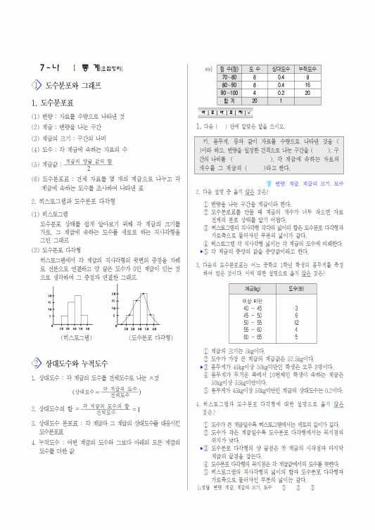 [과외]중학 수학 1-2학기 중간기출2 통계 22 p(교사용)