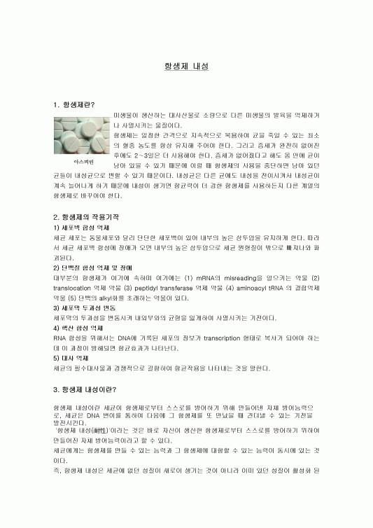 [자연과학] 항생제 내성