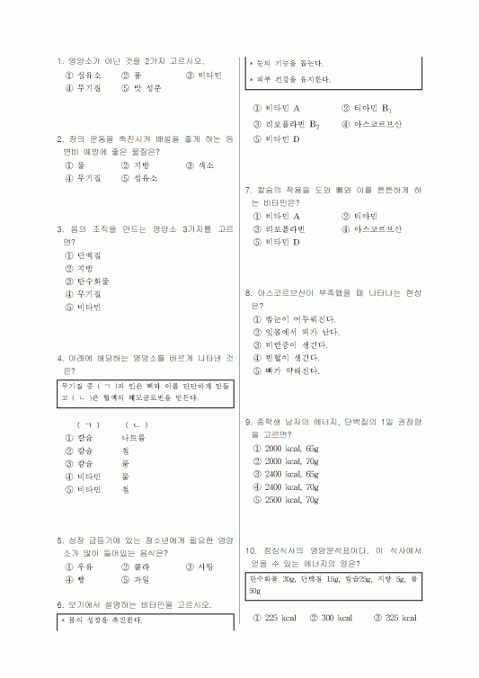 [과외]중학 가정1-2학기 중간 예상문제 05