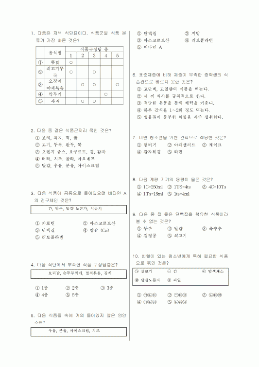 [과외]중학 가정1-2학기 중간 예상문제 06