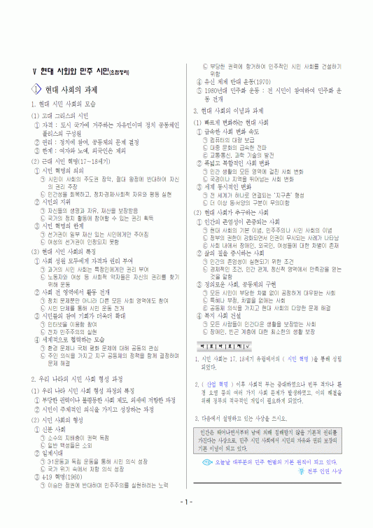 [과외]중학 사회 2-2학기 중간3 현대 사회와 민주시민(교사용)