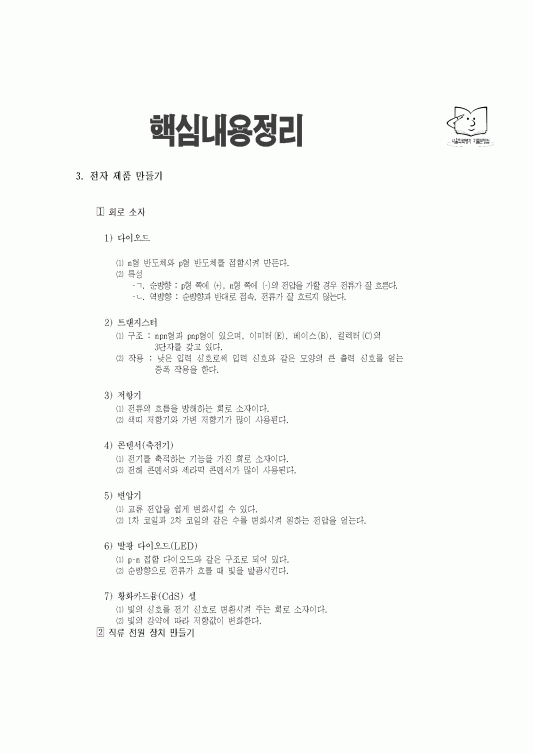 [과외]중학 기술 2-08 전자 제품 만들기 01 핵심내용
