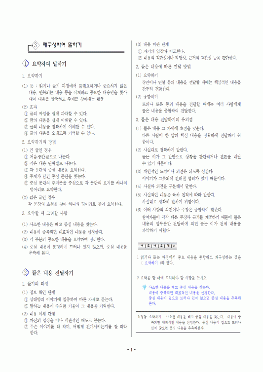 [과외]중학 국어 2-2학기 기말 3-5단원 생활국어 예상문제(교사용)