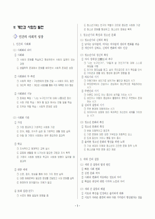 [과외]중학 사회 2-2학기 기말 01 개인과 사회의 발전(교사용)