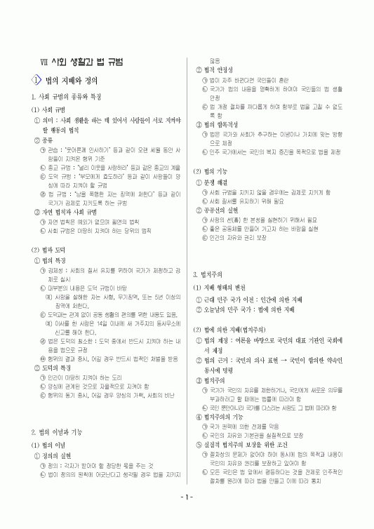 [과외]중학 사회 2-2학기 기말 02 사회 생활과 규범(교사용)