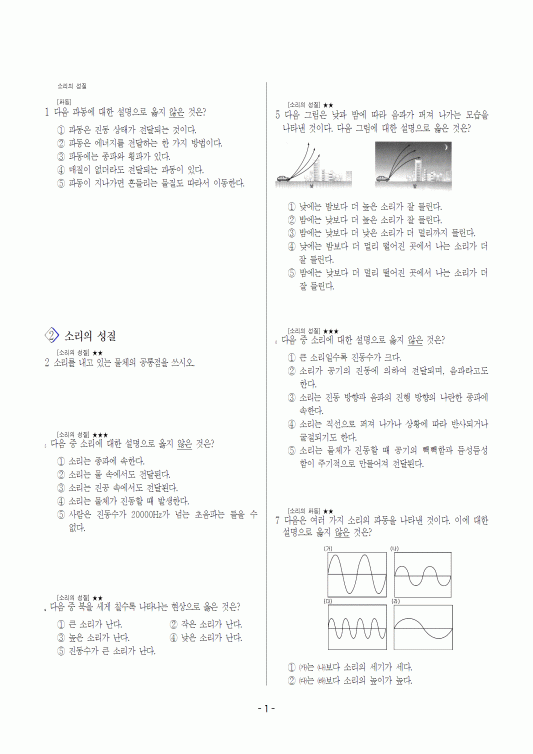 [과외]중학 과학 1-2학기 기말 03 소리의 성질