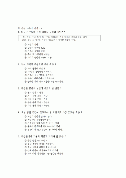 [과외]중학 기술 2-13 주택의 구상과 도면 예상 모의고사