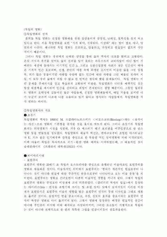 독일의 영화 레포트 자료