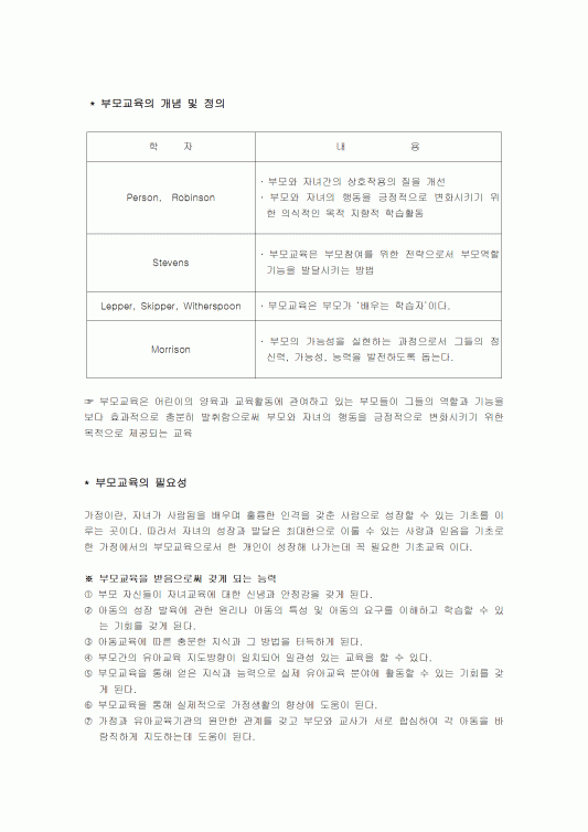 [사회복지] 유아교육기관에서의 부모교육
