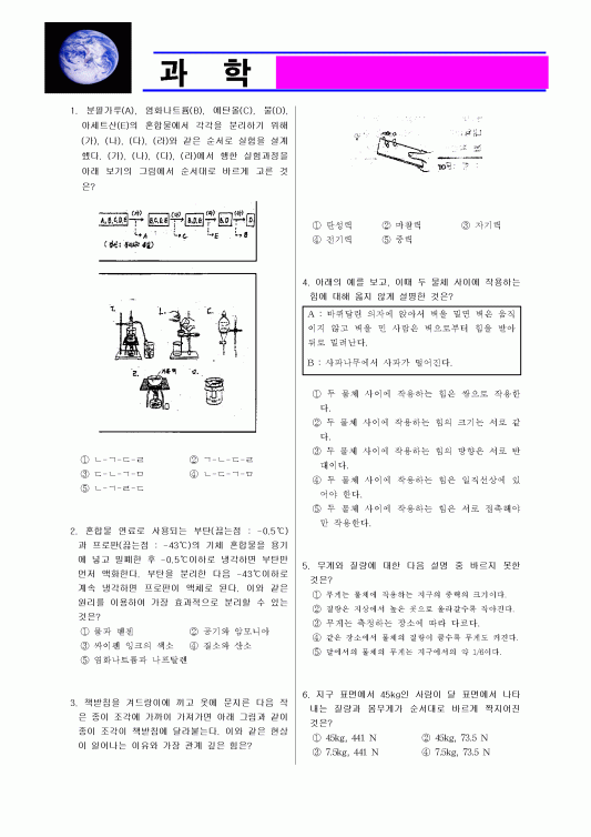 [과외]중학 과학 1-2학기 기말 예상문제 02