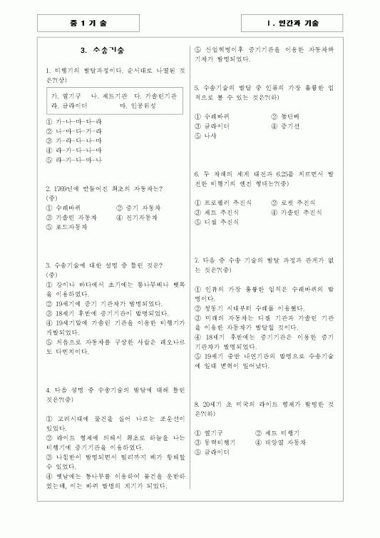 [과외]중1-1-3 인간과 기술 05
