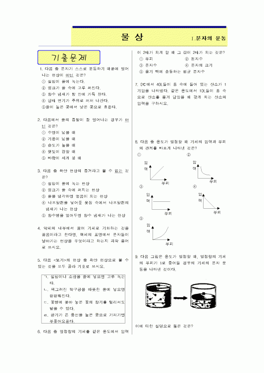 [과외]중학 과학 1-2학기 중간 예상문제 01