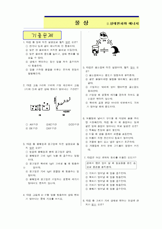 [과외]중학 과학 1-2학기 중간 예상문제 02