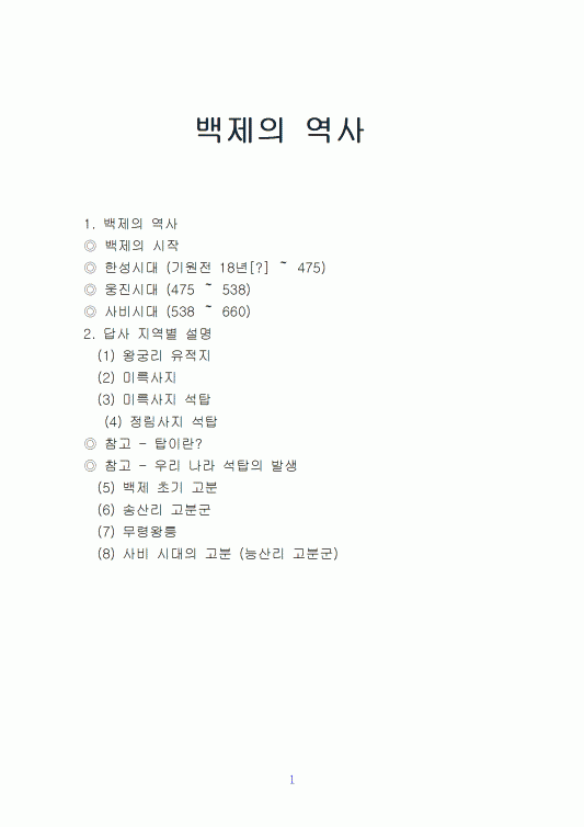 백제의 역사 레포트 자료