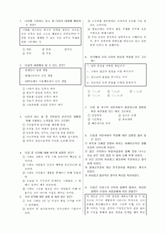 [과외]중학 도덕 1-2학기 기말 예상문제 07
