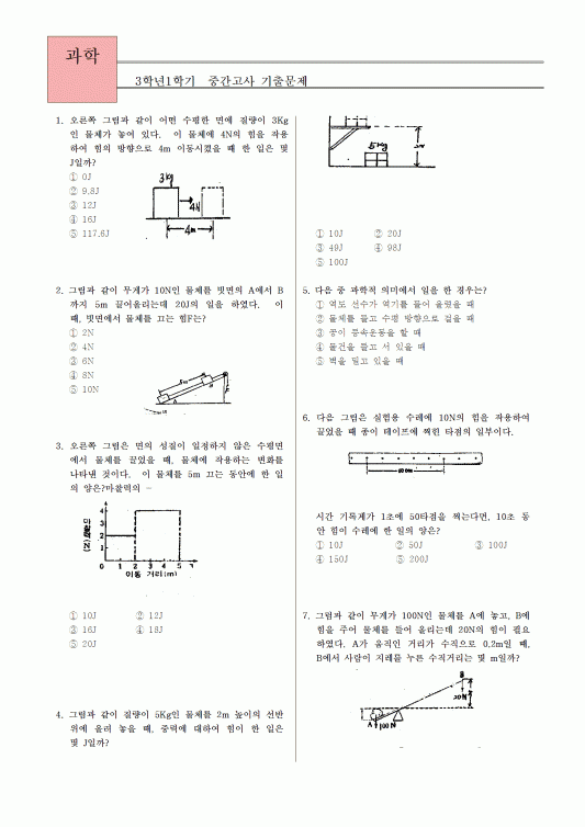 [과외]중학 과학 3-1학기 중간 예상문제 06