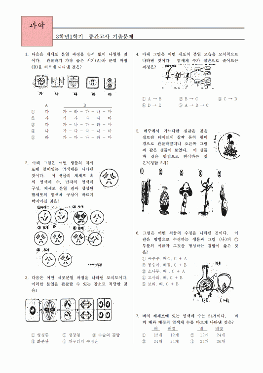 [과외]중학 과학 3-1학기 중간 예상문제 14