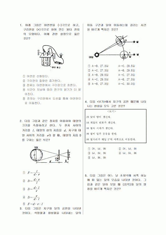 [과외]중학 과학 3-2학기 중간 예상문제 05