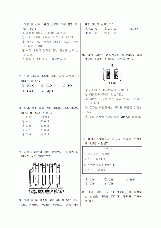 [과외]중학 과학 3-2학기 중간 예상문제 06