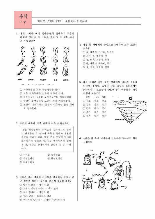 [과외]중학 과학 3-2학기 중간 예상문제 17