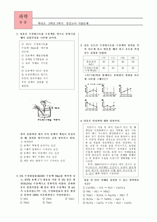[과외]중학 과학 3-2학기 중간 예상문제 25
