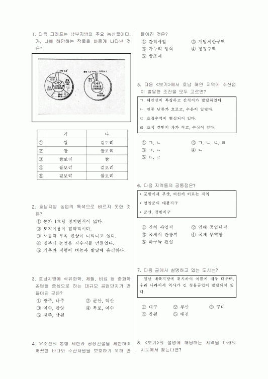 [과외]중학 사회 1-1학기 기말 예상문제 04