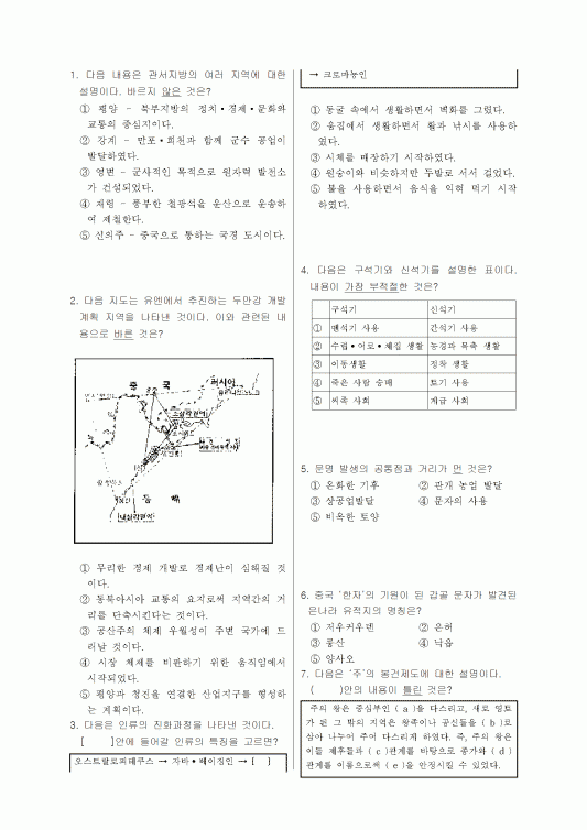 [과외]중학 사회 1-2학기 중간 예상문제 10
