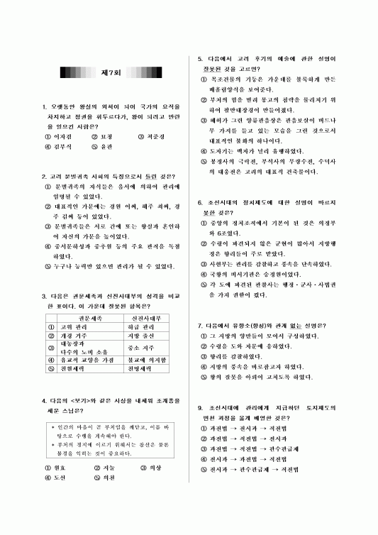 [과외]중학 사회 2-2학기 기말 예상문제 07