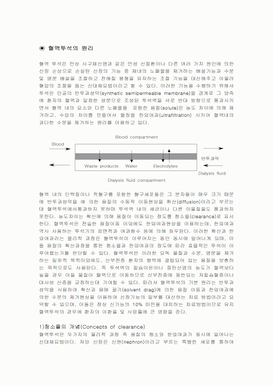 혈액투석, 복막투석 의 원리