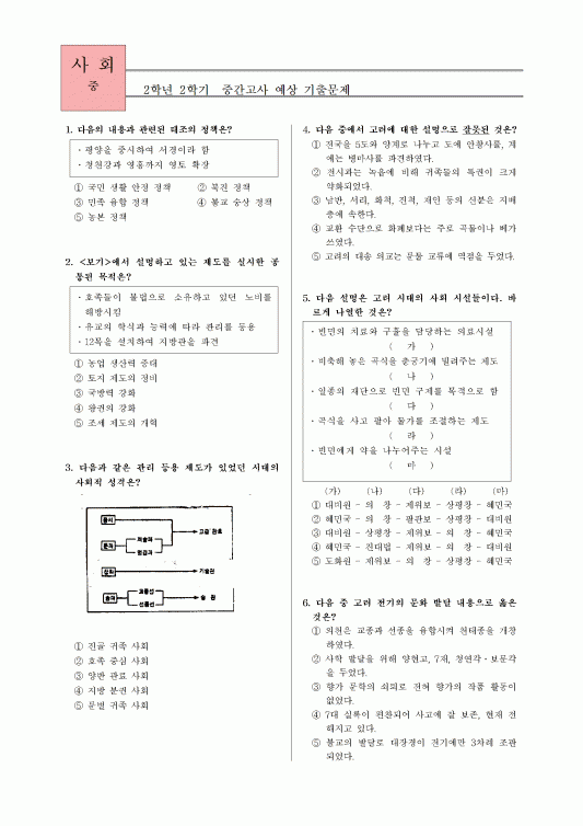 [과외]중학 사회 2-2학기 중간 애상문제 25