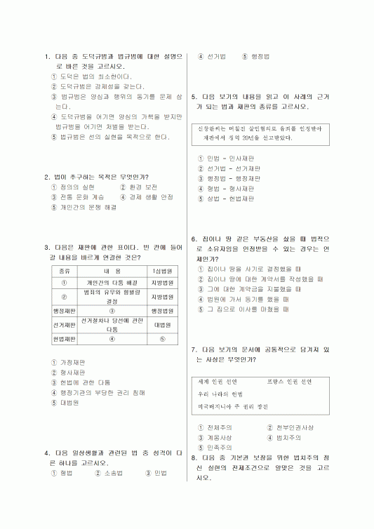 [과외]중학 사회 3-2학기 중간 예상문제 19