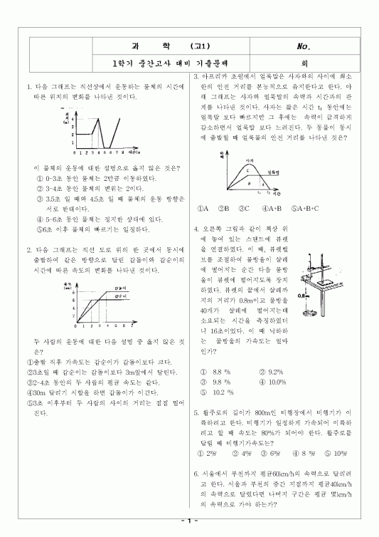 [과외]고등 공통과학 1-1학기 중간 예상문제 01