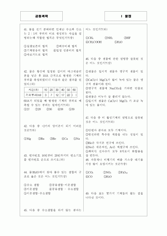 [과외]고등 공통과학-물 질 02