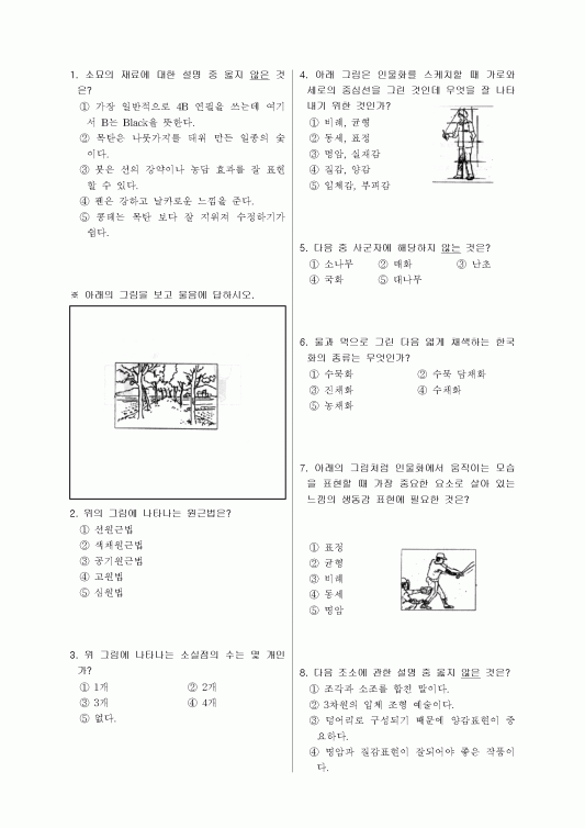 [과외]중학 미술 1-1학기 기말 예상문제 04