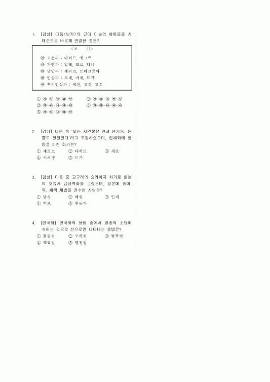 [과외]중학 미술 1-2학기 기말 예상문제 02