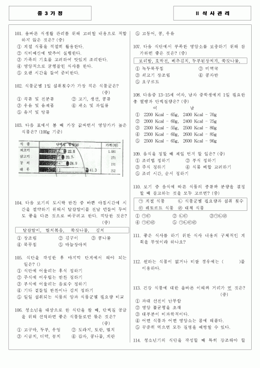 [과외]중학 가정 중3-2-1 하루의 식단과정 03