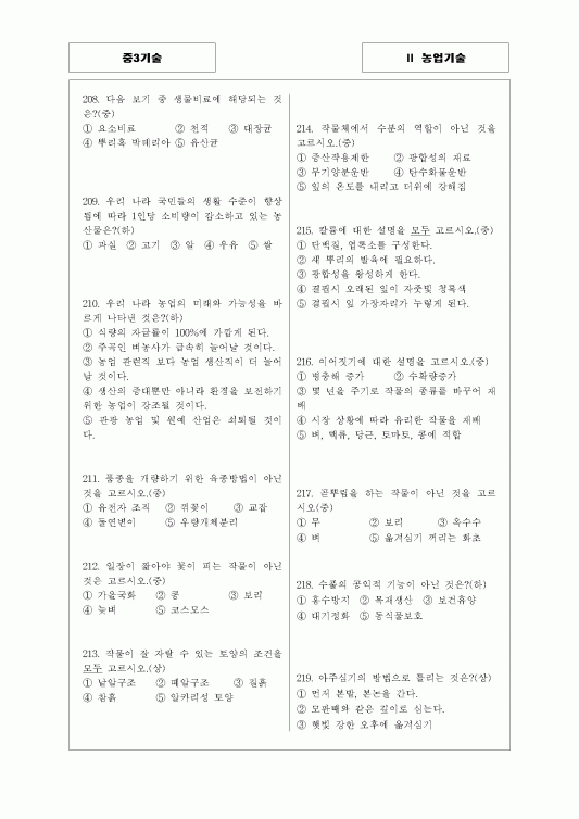 [과외]중학 기술 중3-2 농업기술 05