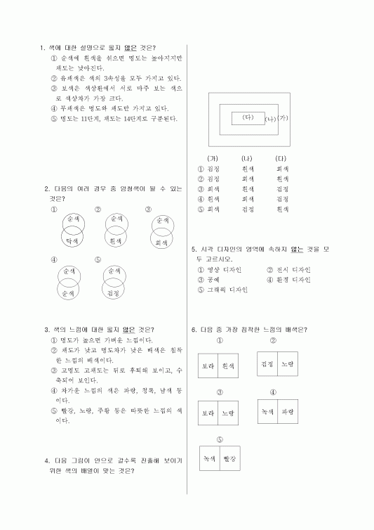[과외]중학 미술 2-2학기 중간 예상문제 05