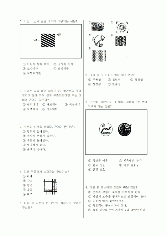 [과외]중학 미술 2-2학기 중간 예상문제 07