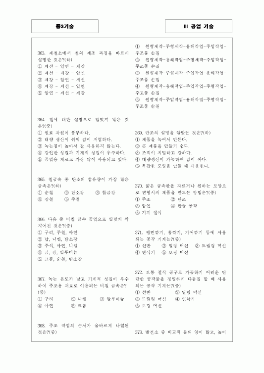 [과외]중학 기술 중3-3 공업기술 08