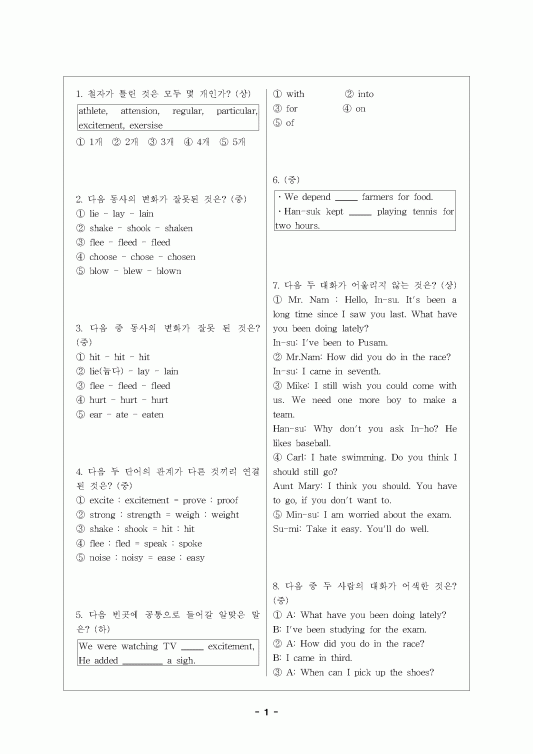 [과외]중학 영어 중3 영어 출판사공통 예상 내신문제 19