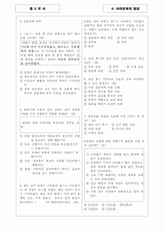 [과외]중학 국사 중3-국사 3 서민문화의 발달 04