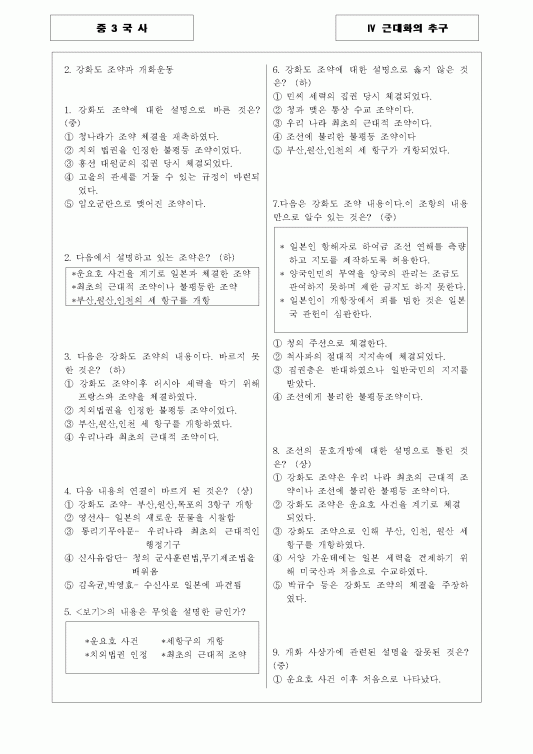 [과외]중학 국사 중3-국사 4 근대화의 추구 02