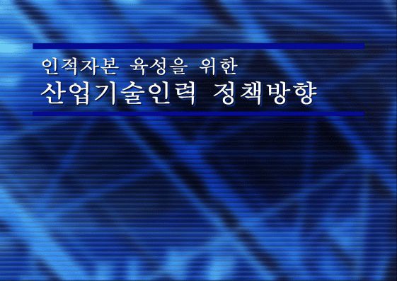 인적자본 육성을 위한 산업기술인력 정책방향