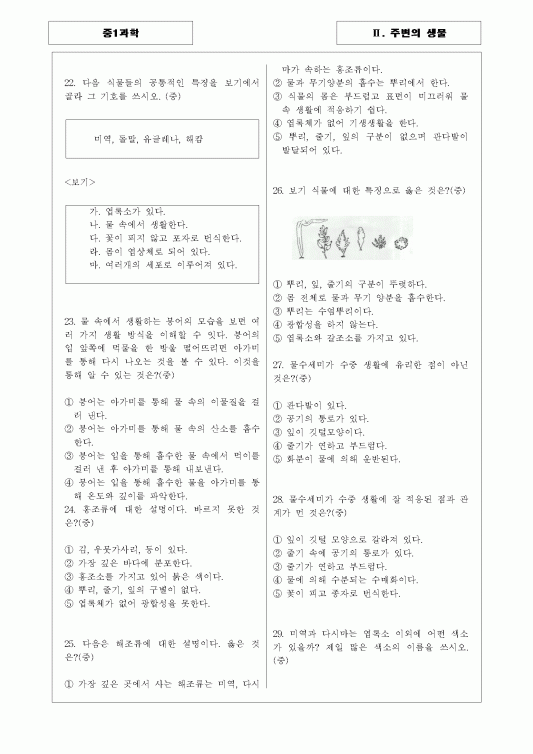 [과외]중학 과학 중1-05 땅에 사는 식물(2) 08