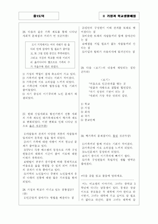 [과외]중1-도덕 05 가정과 학교생활의 의의 02